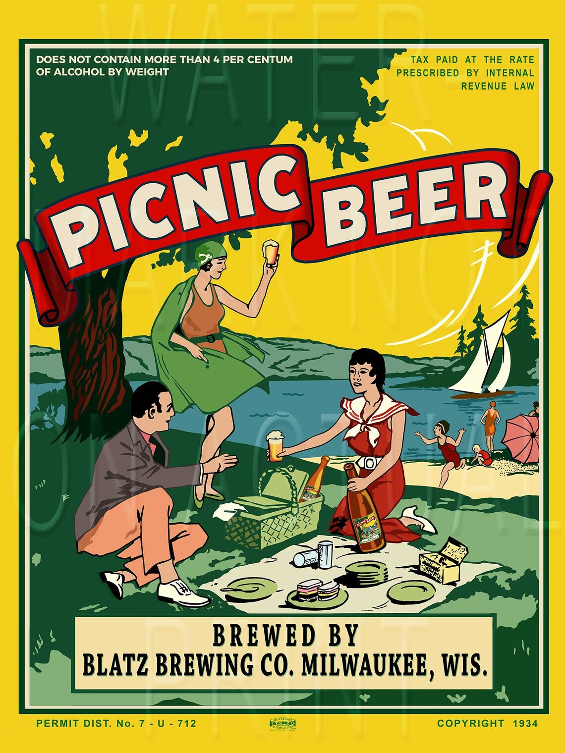 Vintage Picnic Beer Beer Label Blatz Brewing Company Milwaukee, WI ...