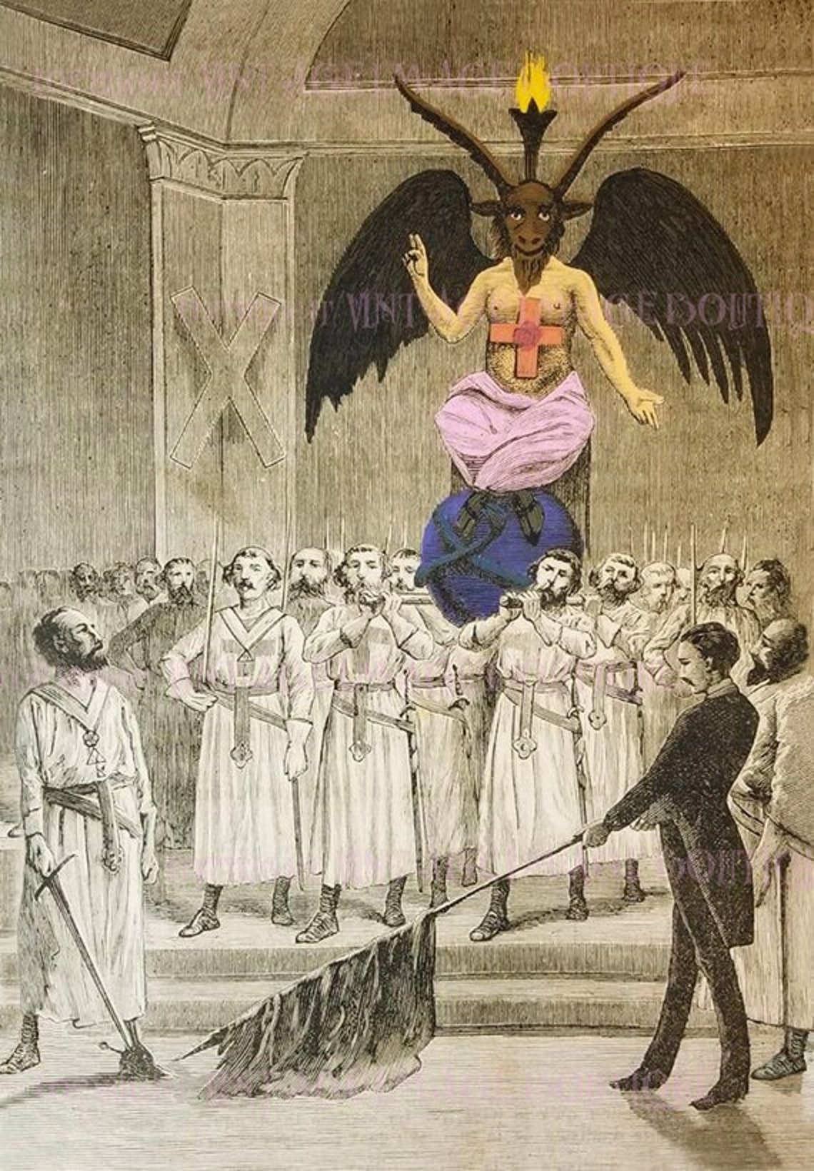Macabre Late Victorian Illustration of the Masons and the Knights ...