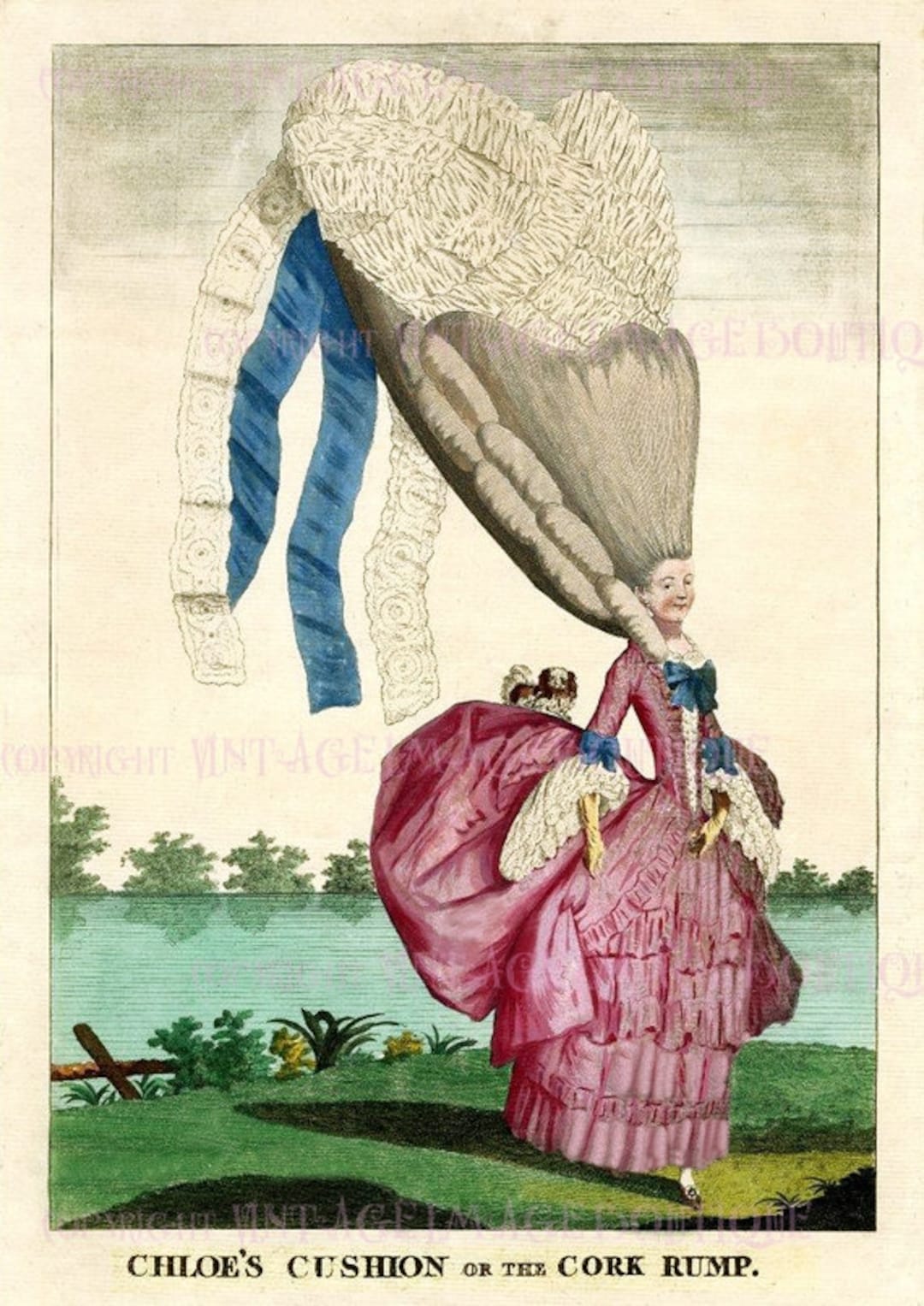 Antique Satirical Georgian Illustration Satirizing Women's Powdered ...