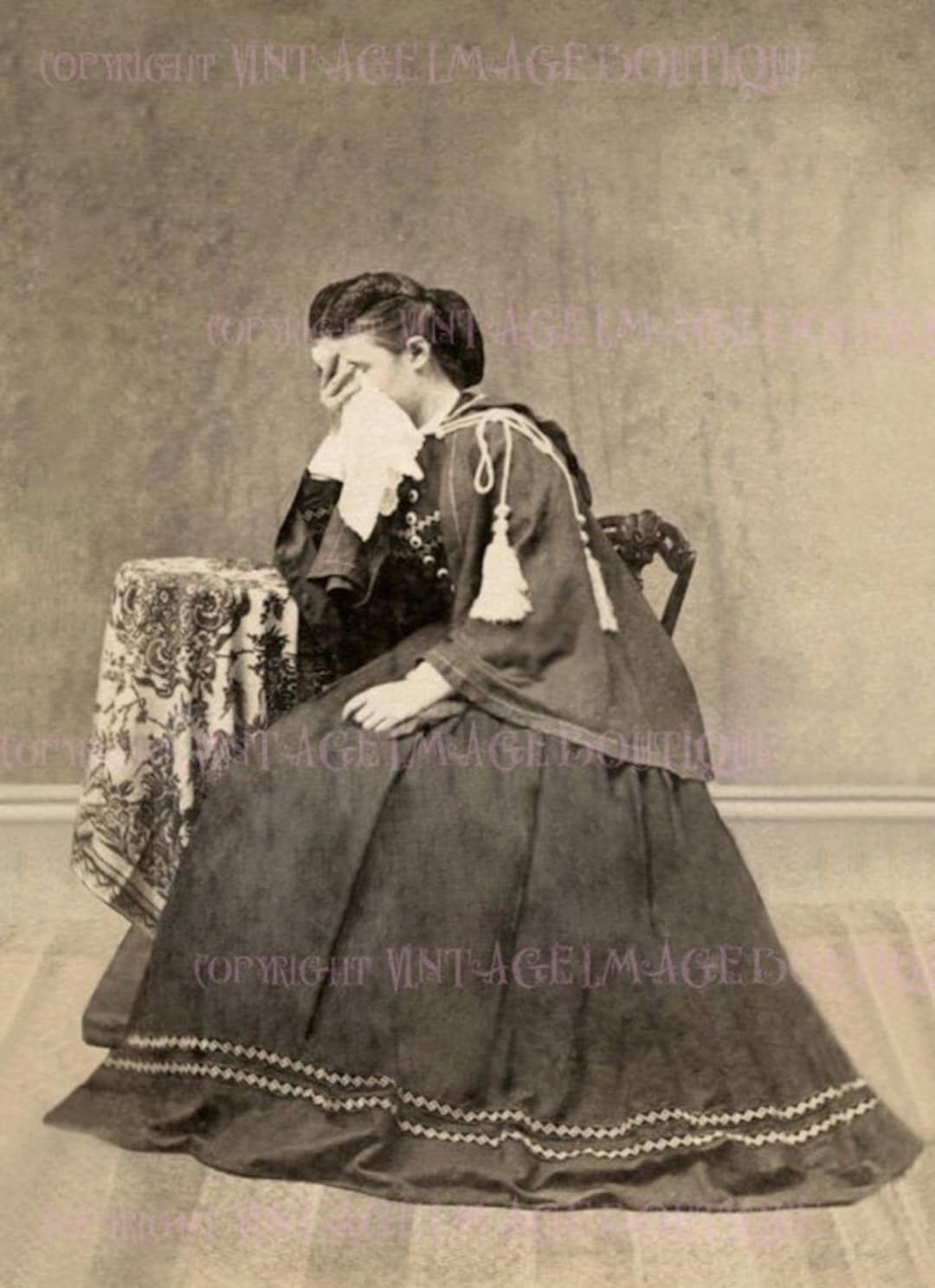 Lovely Antique Early Victorian Mourning Portrait of A Woman in Mourning ...