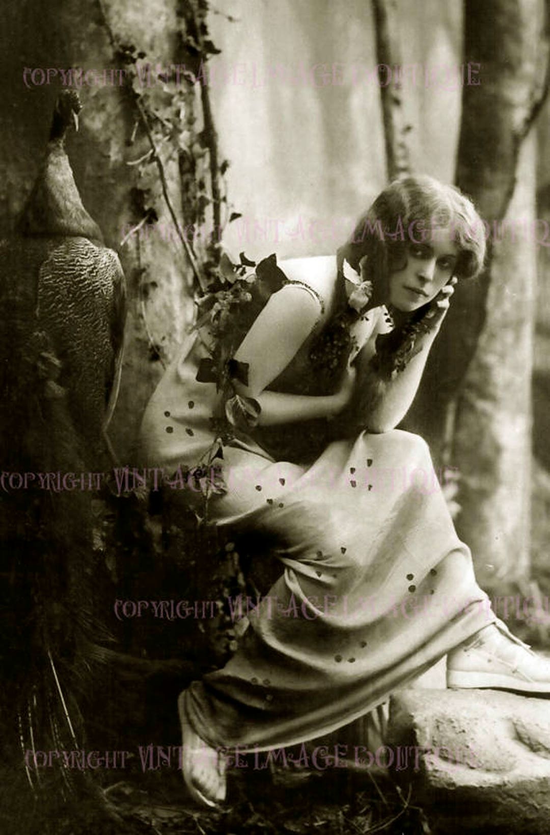 Wonderful Antique Photo Portrait of A Lovely Coquette Posing With A ...