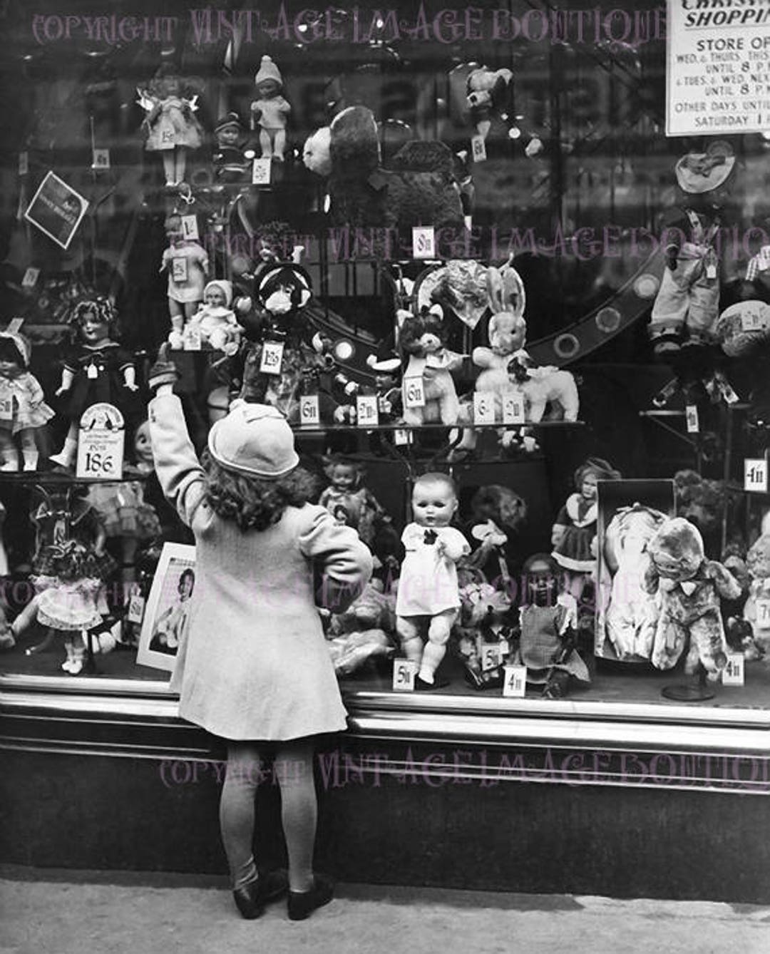 Adorable 1930's Photo of A Little Girl in Front of A Toy Shop Window ...