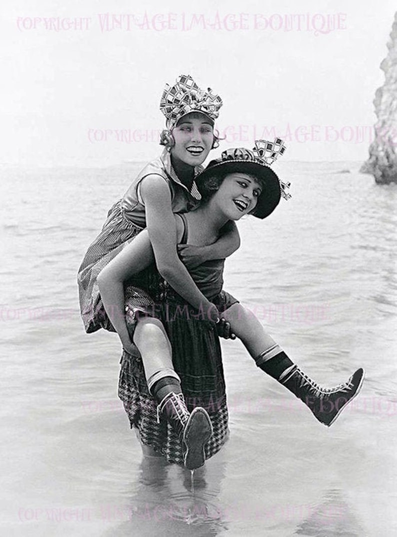 Lovely 1920's Lesbian Flapper Couple In Swimming Costumes | Etsy
