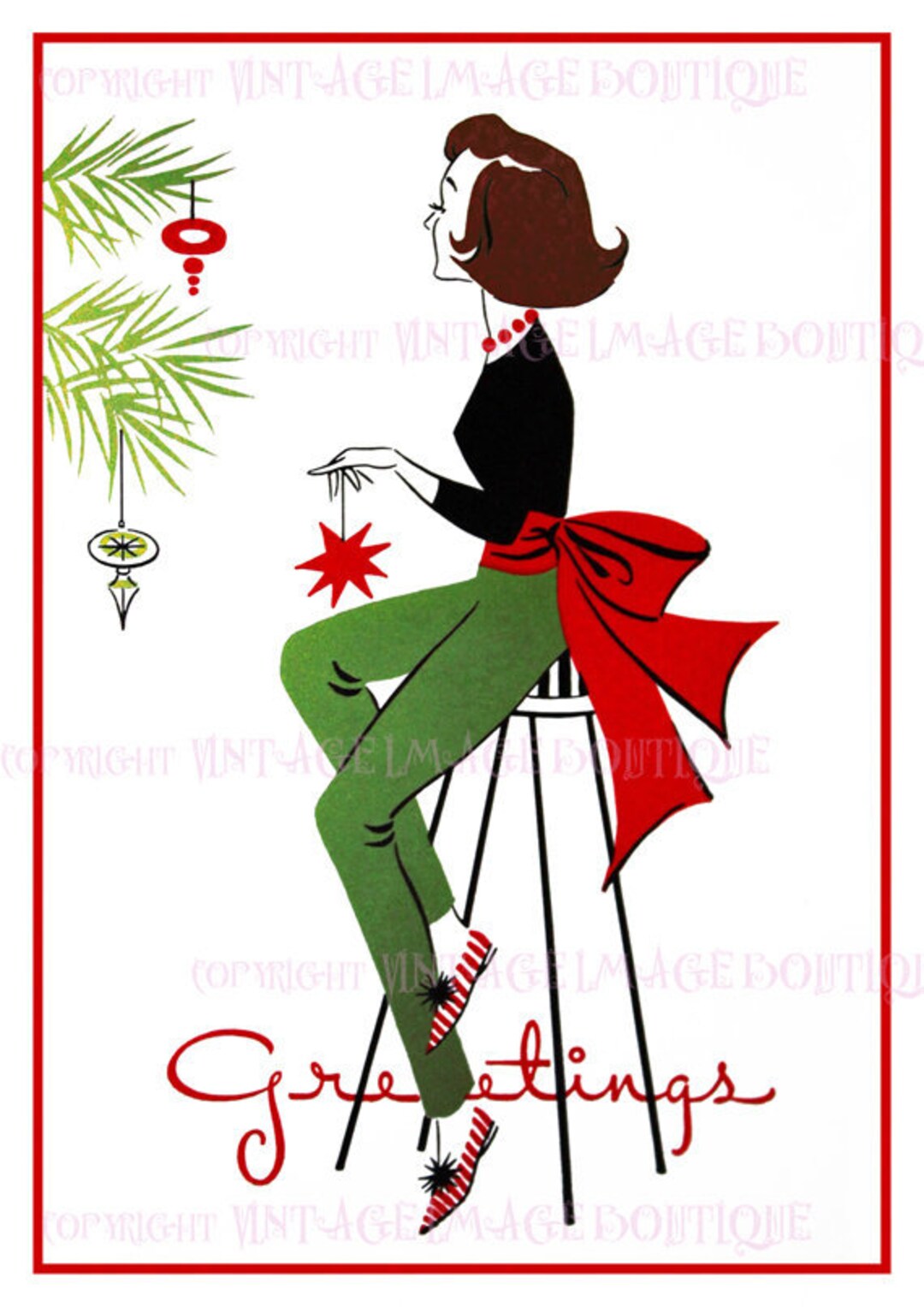 Fabulous 1950's Kitschy Illustration of A Woman Decorating Her ...