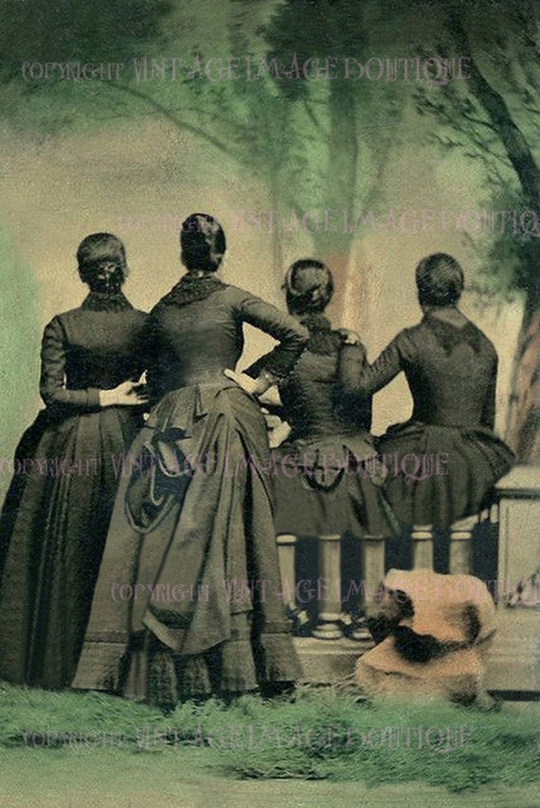 Touching Antique Victorian Mourning Portrait of A Widowed Woman and Her ...