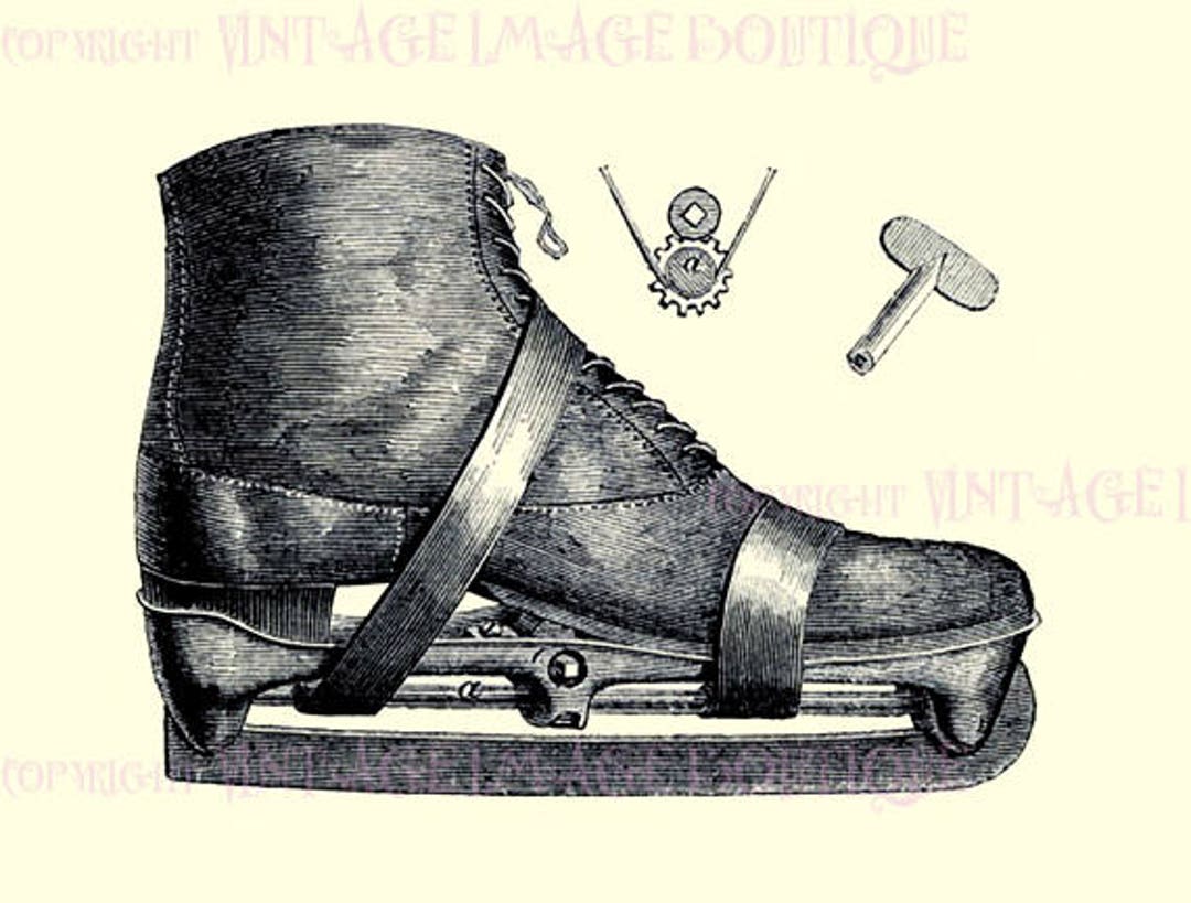 Antique Victorian Technical Illustration of Ice Skate Design Christmas ...