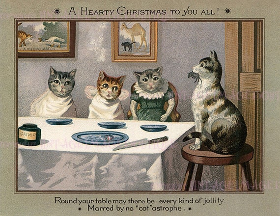 Victorian Christmas Cards Cats