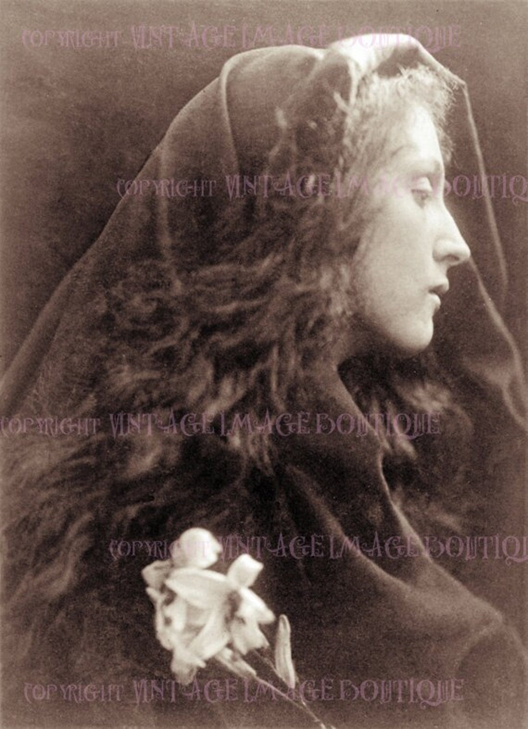 Touching Antique Edwardian Mourning Portrait of A Woman Wearing A ...