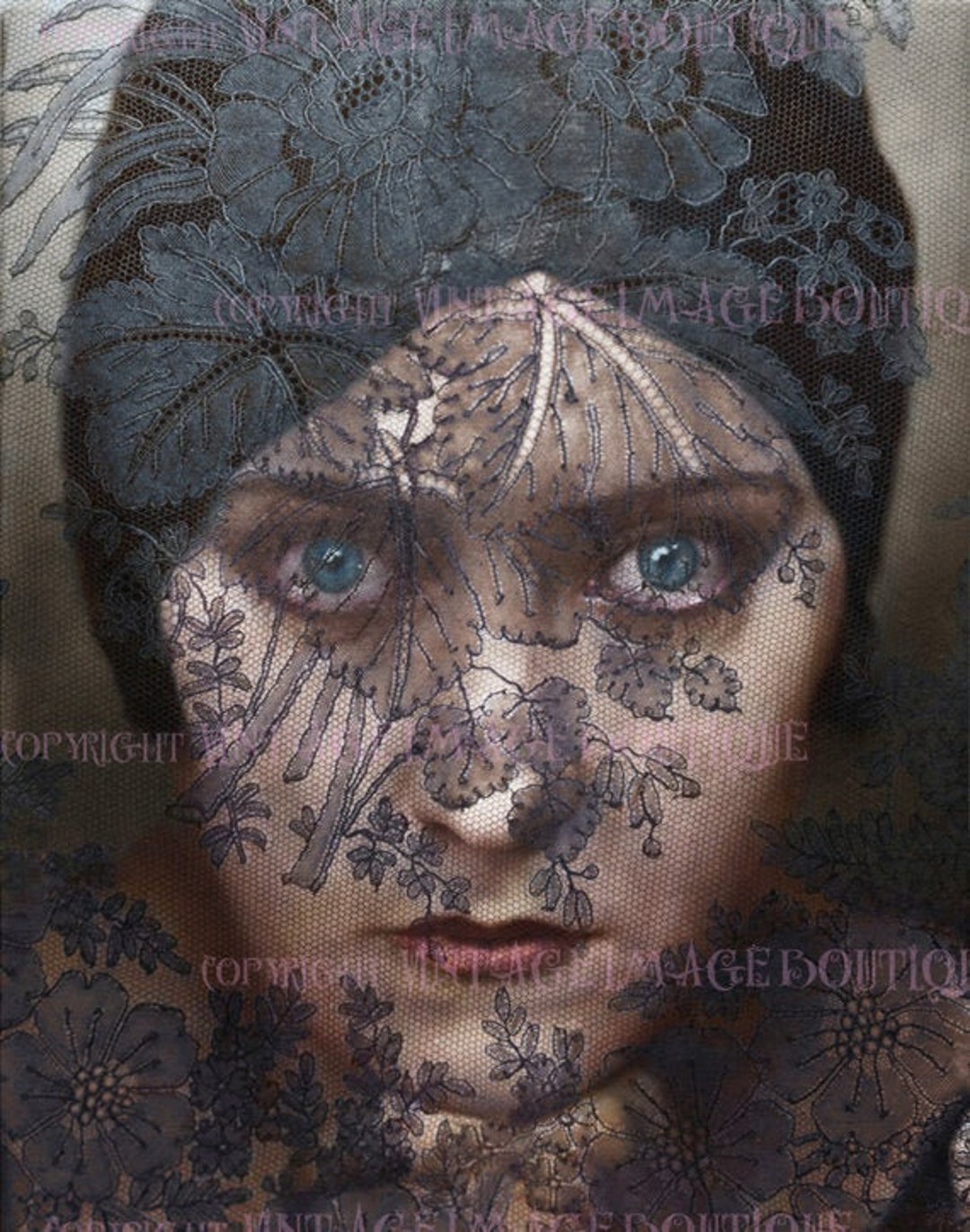 Wonderful 1920's Hand Tinted Photo Portrait of A Lovely Coquette ...