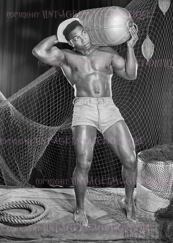 Vintage 1950's Black Sailor Beefcake Male Pin Up Photo | Etsy