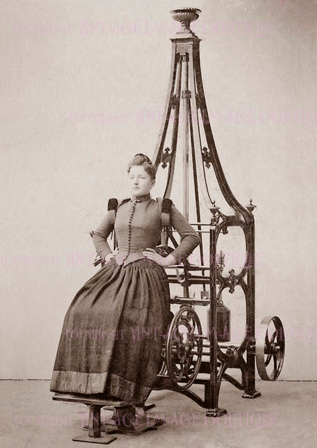 Antique Victorian Photograph of an Elaborate Exercise Machine for Women ...