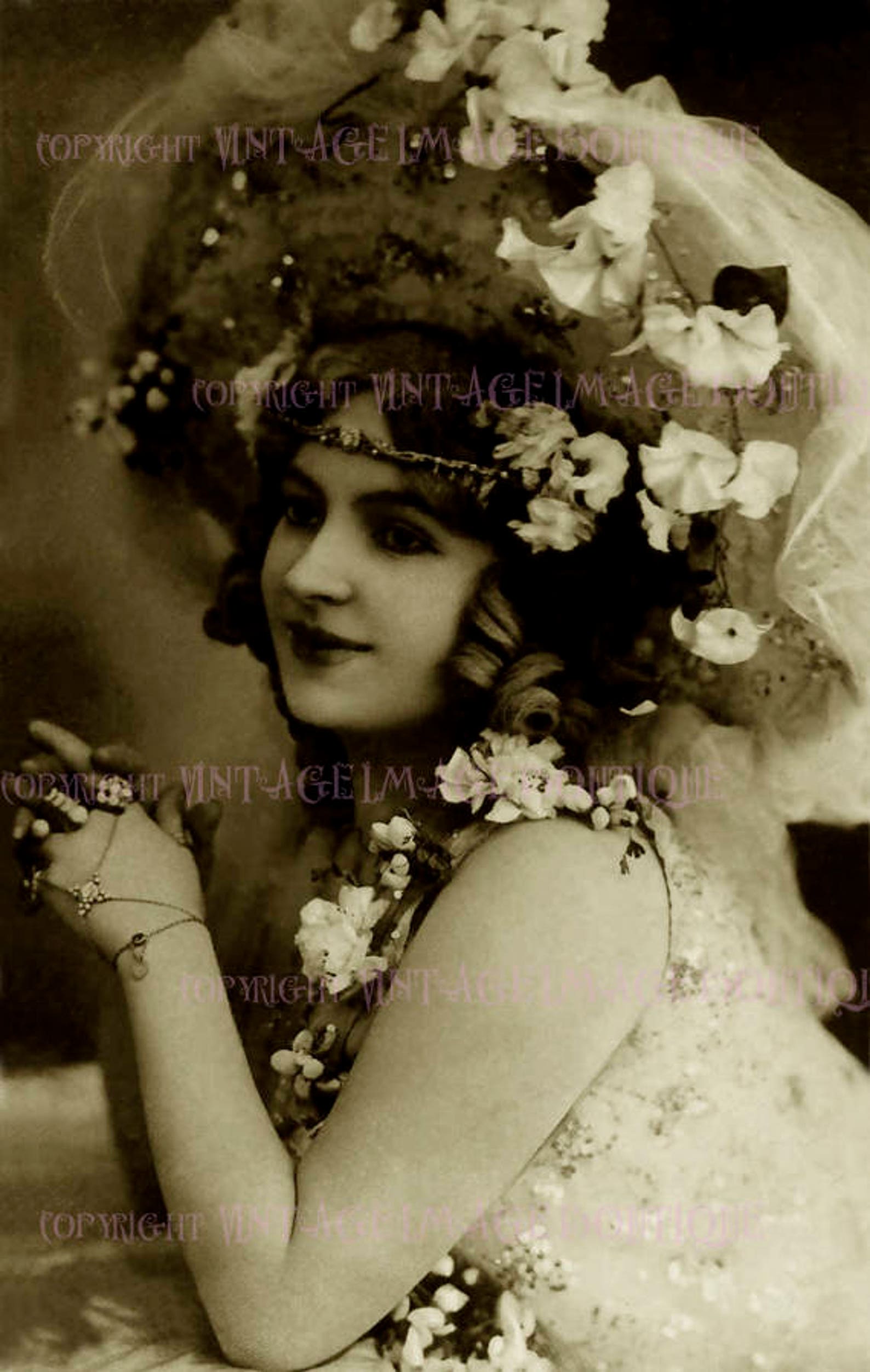 Wonderful Antique Photo Portrait Of A Lovely Coquette 5x7 | Etsy