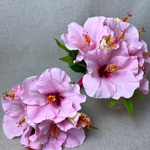 Personalized Pink Silk Hibiscus Bouquet: Tropical Wedding Flowers - Etsy