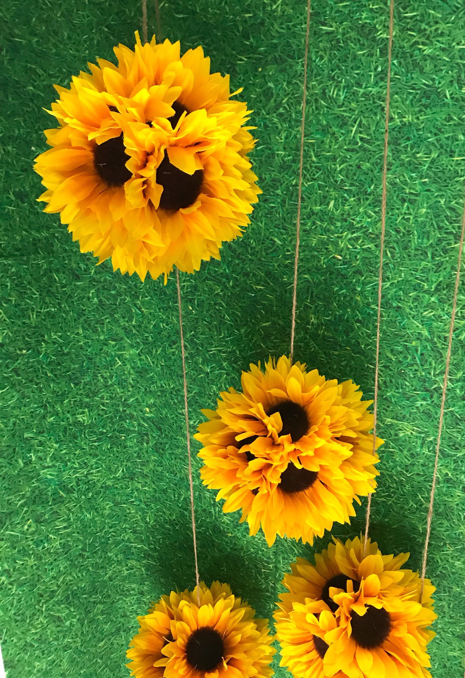 Set of 3 Yellow Silk Sunflower Balls: Wedding Party Decor, 7 Inch - Etsy