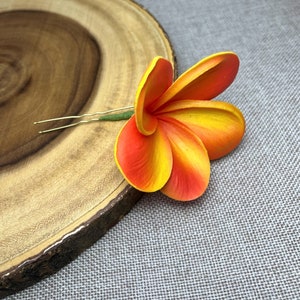 Real Touch Orange Plumeria Hair Pins, Tropical Flower Hair Accessory ...