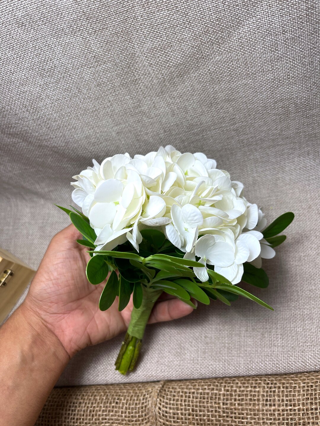 Small White Hydrangea Bouquet for Girls in Real Touch, Tiny Graduation ...