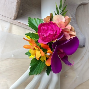 Tropical Wrist Corsage, Spring Tropical Wedding Corsage, Prom Flower ...