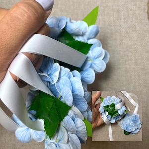 Blue Hydrangea Wrist Corsage: Wedding Prom Flowers - Etsy