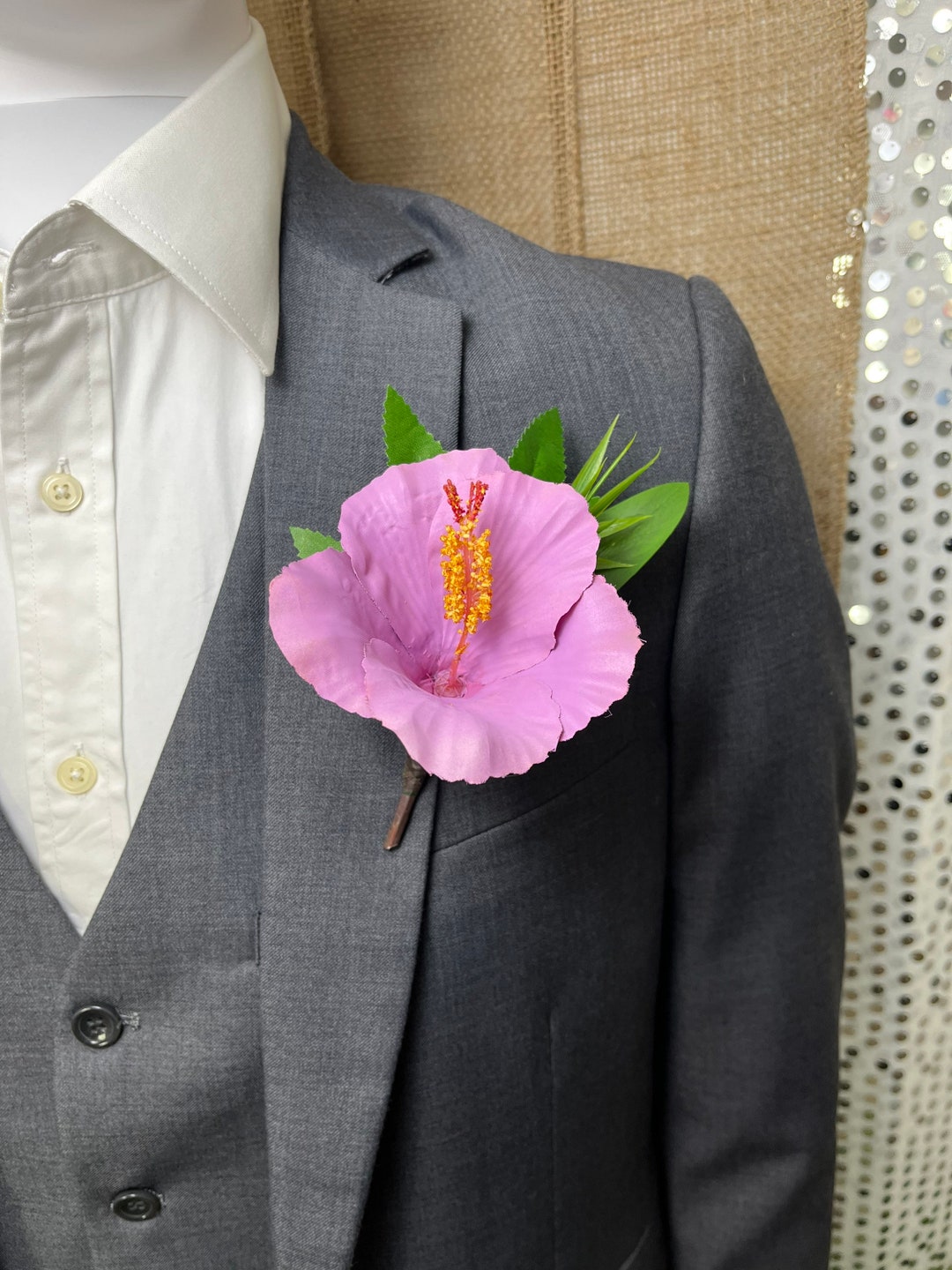 Lilac Hibiscus Corsage and Boutonniere Set: Tropical Prom Flowers - Etsy
