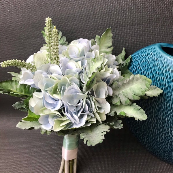 Blue Hydrangea Wedding Bouquet - Etsy