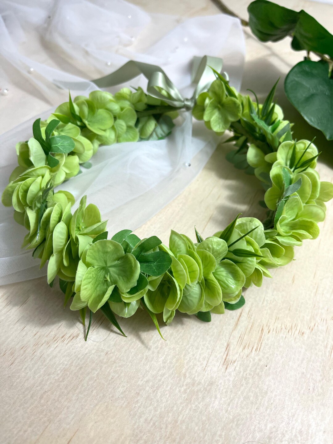 Sage Green Hydrangea Crown: Tropical Flower Girl Tiara - Etsy