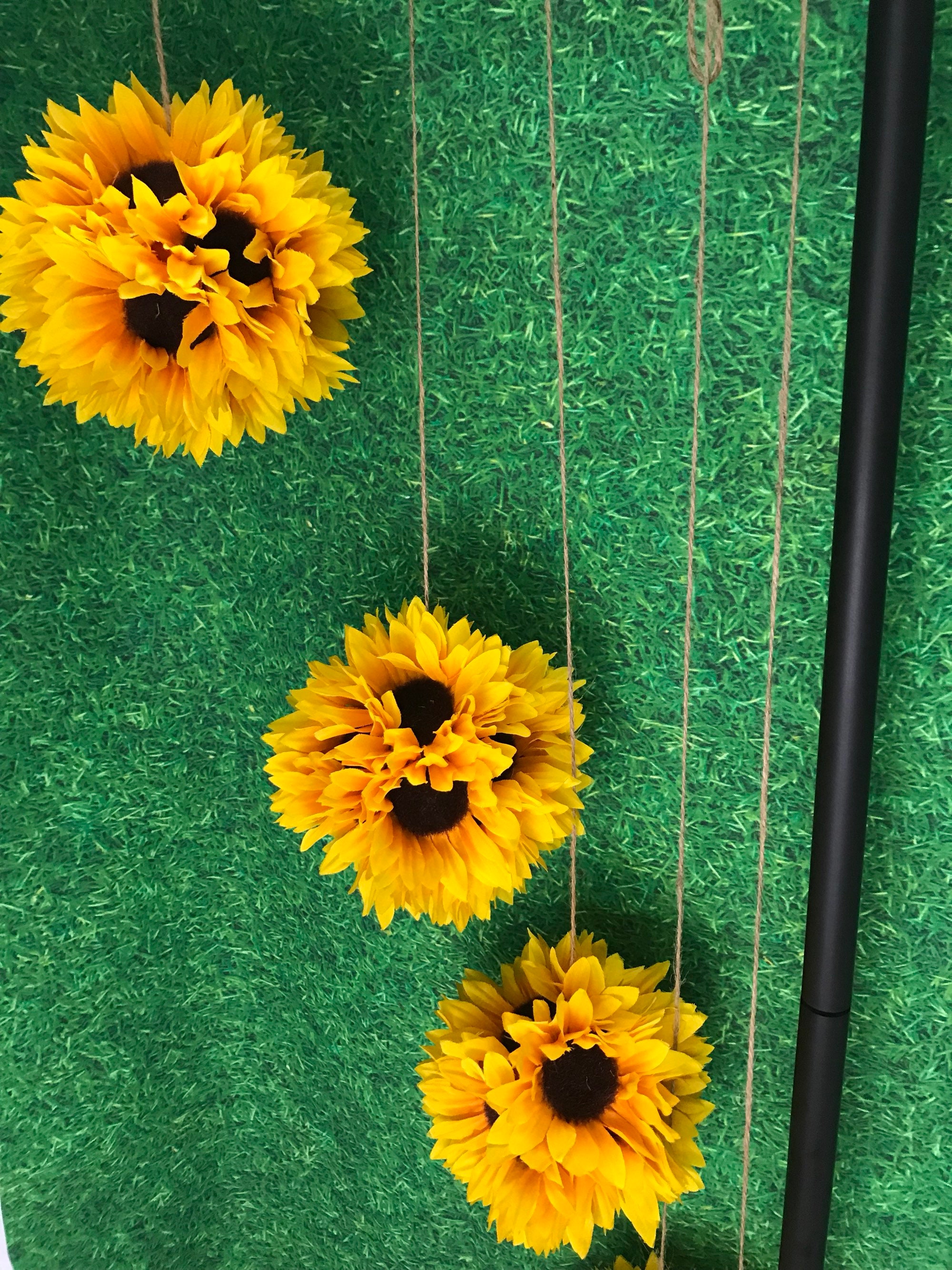 Set of 3 Yellow Silk Sunflower Balls: Wedding Party Decor, 7 Inch - Etsy