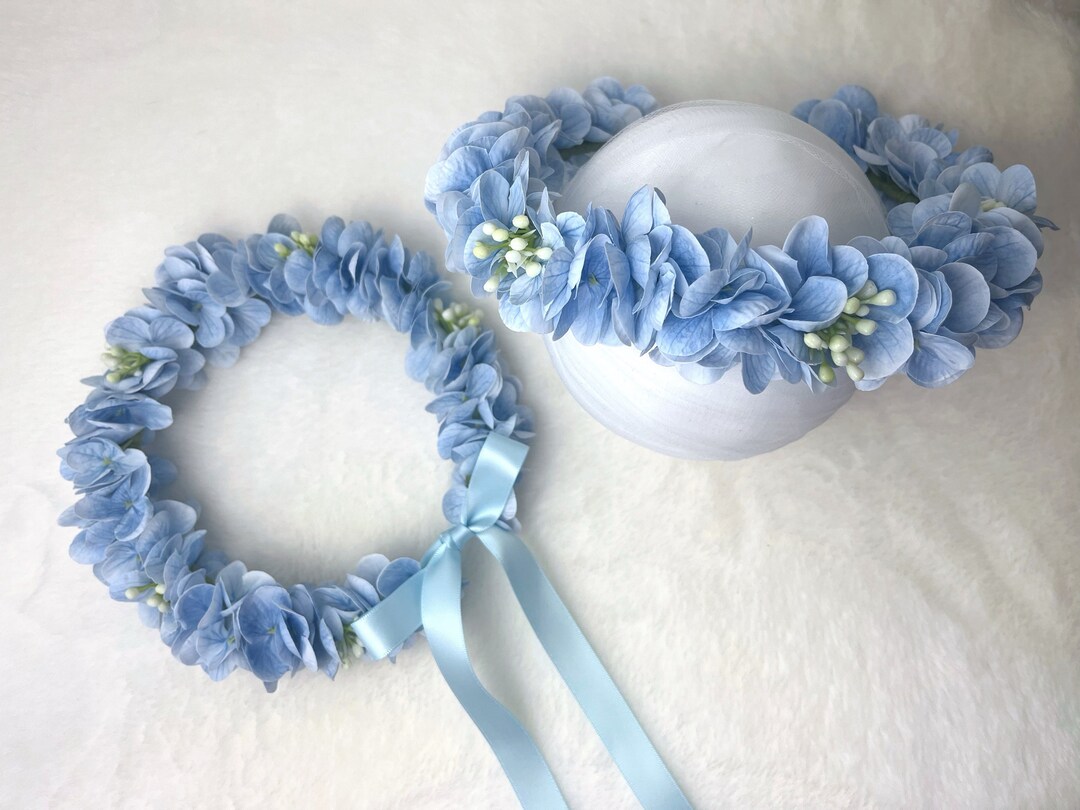 Blue Real Touch Hydrangea Crown for Girl, Floral Crown for Head, Floral ...