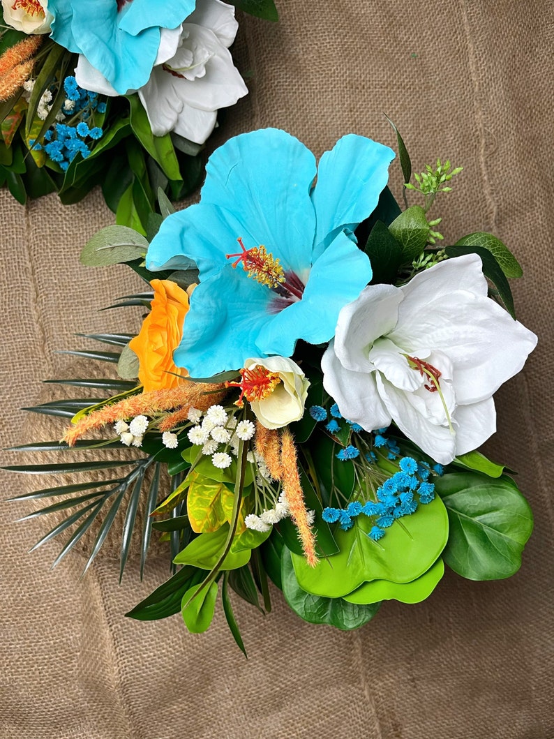 Turquoise Hibiscus Small Bridal Bouquet Orange and White - Etsy