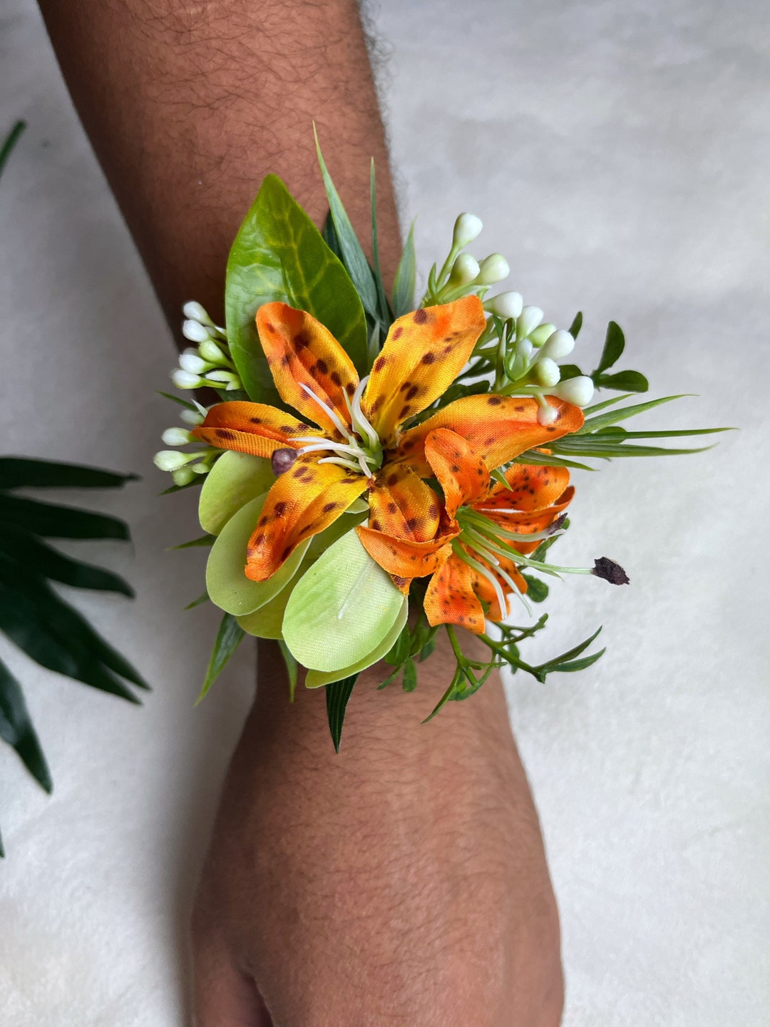 Orange Lilies Corsage, Orange Tropical Corsage, Prom Corsage and ...
