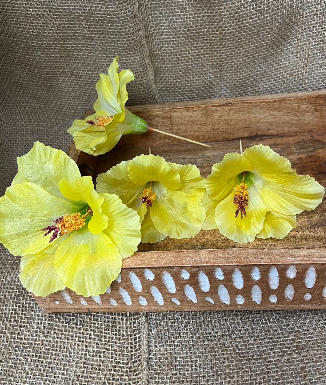 Yellow Hibiscus Cake Topper: Tropical Floral Picks (set of 2) - Etsy