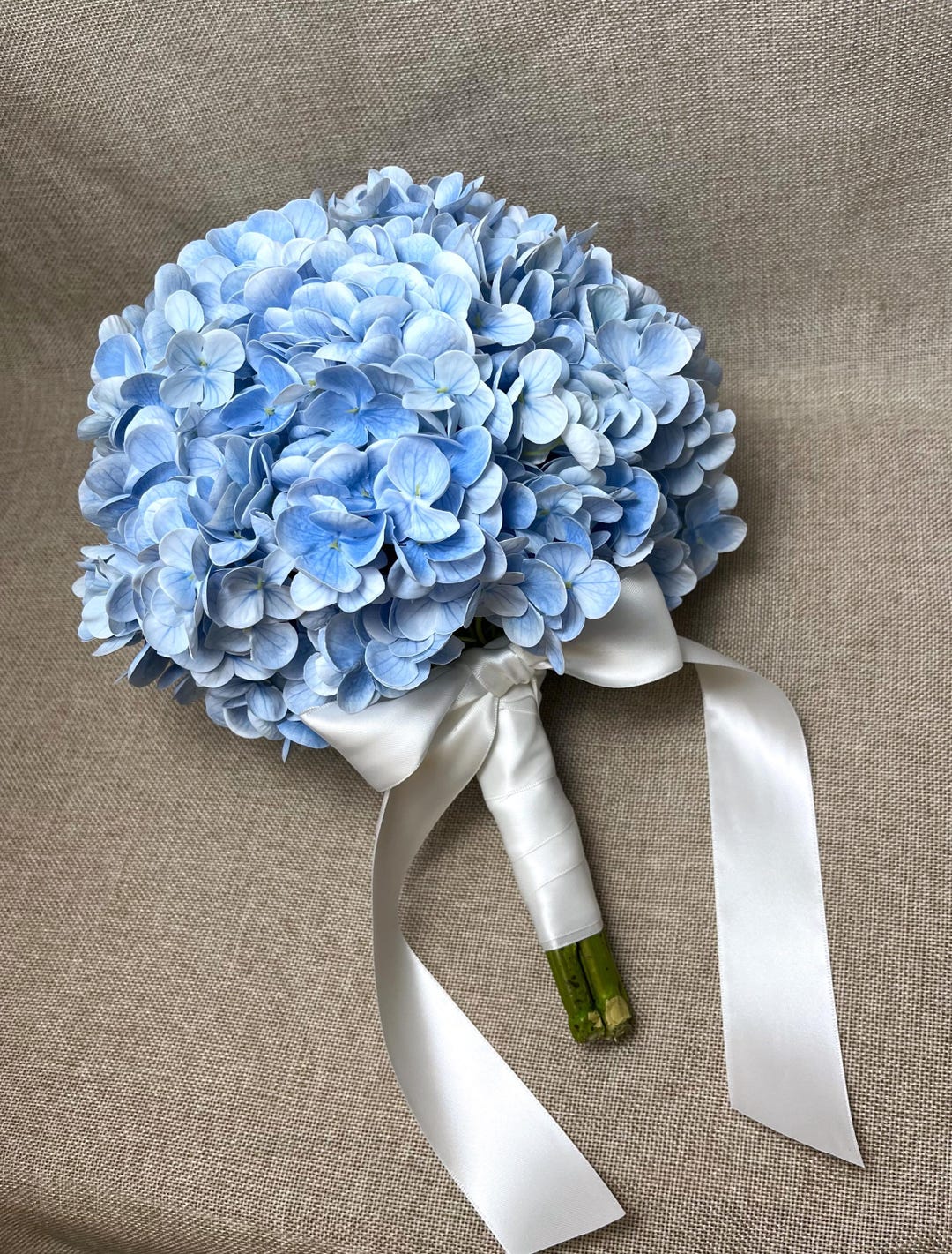 Single Blue Real Touch Hydrangea Wedding Bouquet for Bride, Bridal Blue ...