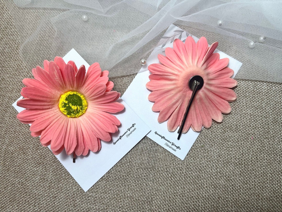 Real Touch Gerbera Daisy Hair Pins, Small Hair Pins, Artificial Hair ...