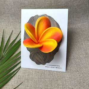 Real Touch Orange Plumeria Hair Pins, Tropical Flower Hair Accessory ...