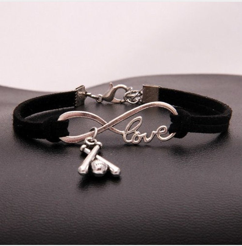 Baseball Softball Leather Infinity Love Bracelet TWO BATS BALL - Etsy