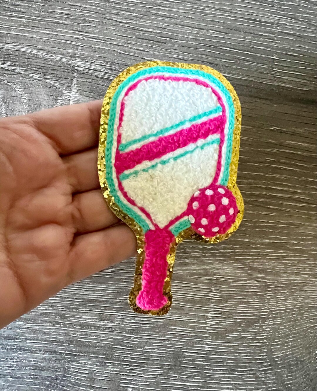 Pickleball Patch Pink Gold Bling Pickel Ball Paddle Patches Hat Bag ...