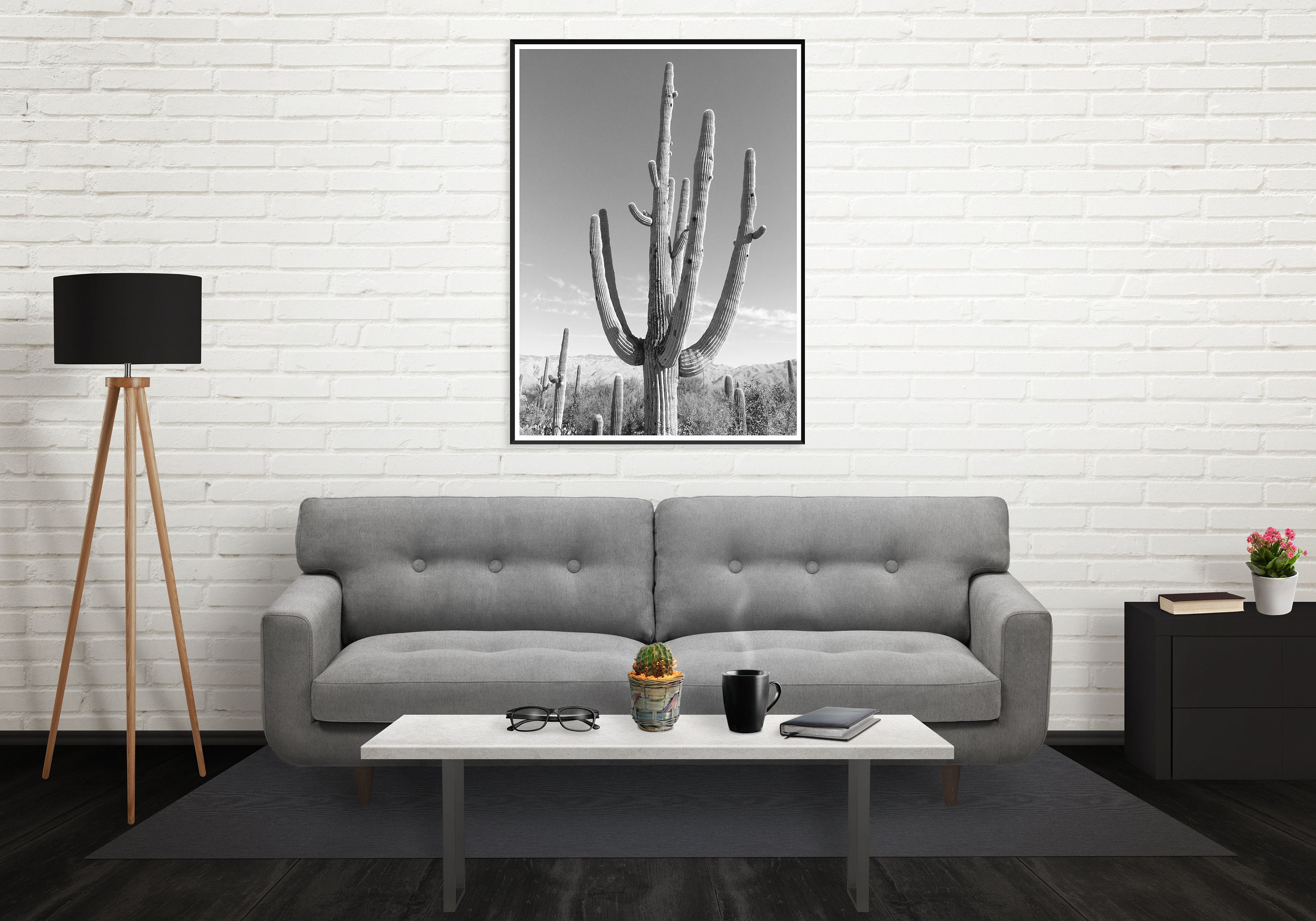 Black and White Cactus Poster, Cactus Art Print, Southwestern Decor ...