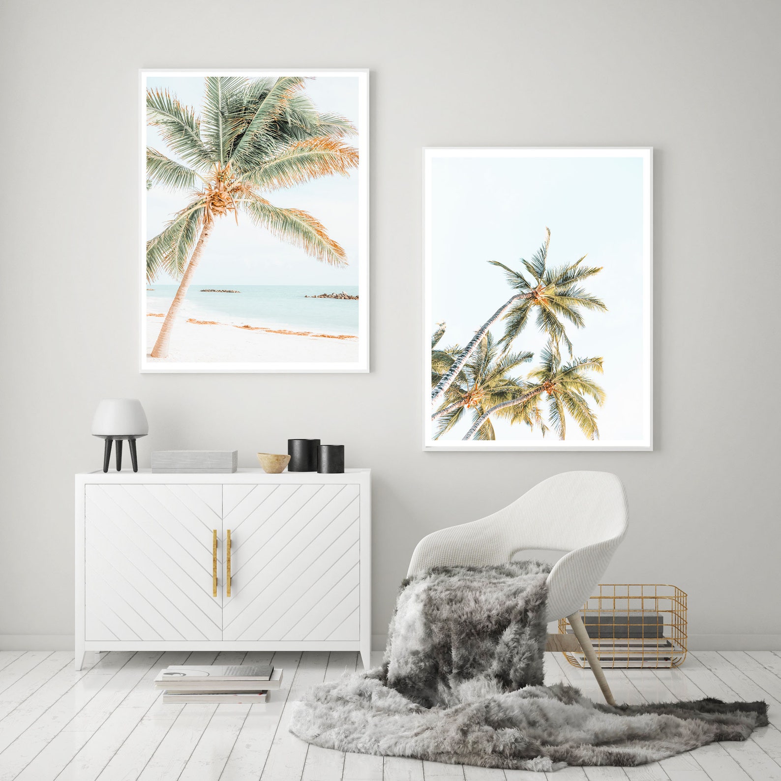 Palm Tree Prints Set of 2 Wall Art Tropical Leaf Print - Etsy