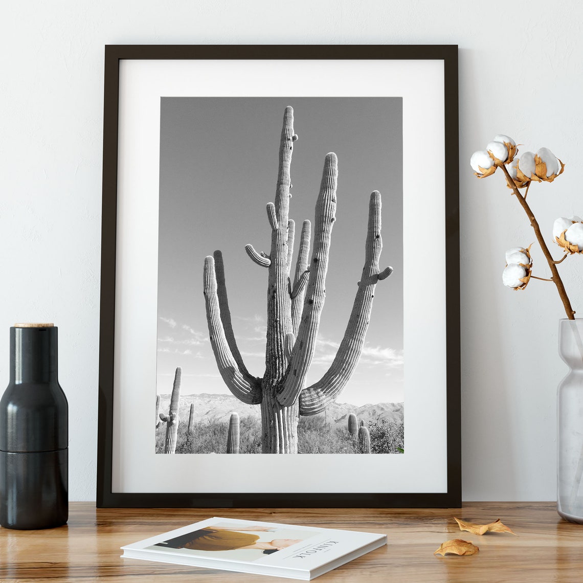 Black and White Cactus Poster, Cactus Art Print, Southwestern Decor ...