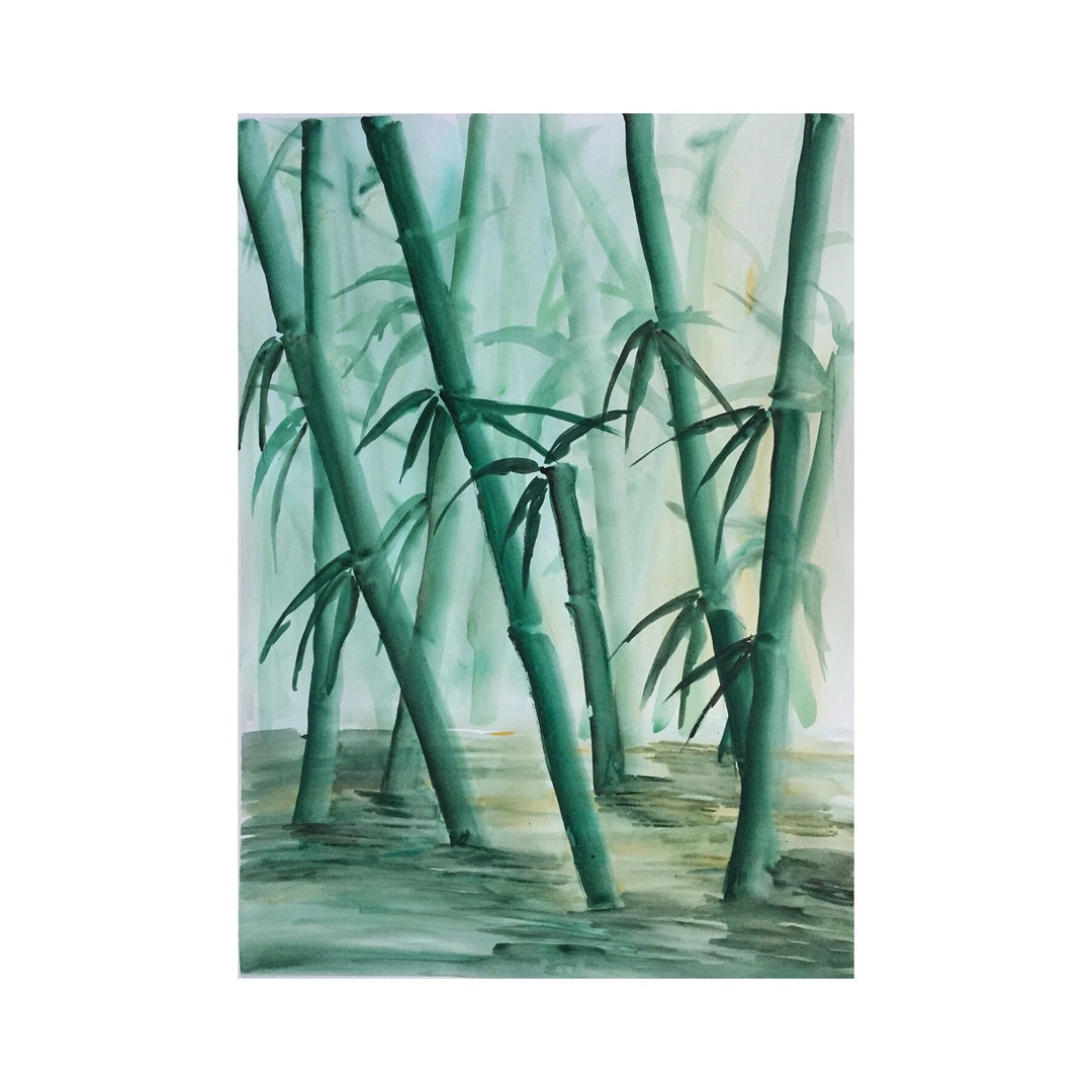 Bamboo Wall Art Green Bamboo Bundle, Bamboo Art, Bamboo Stalk Painting ...