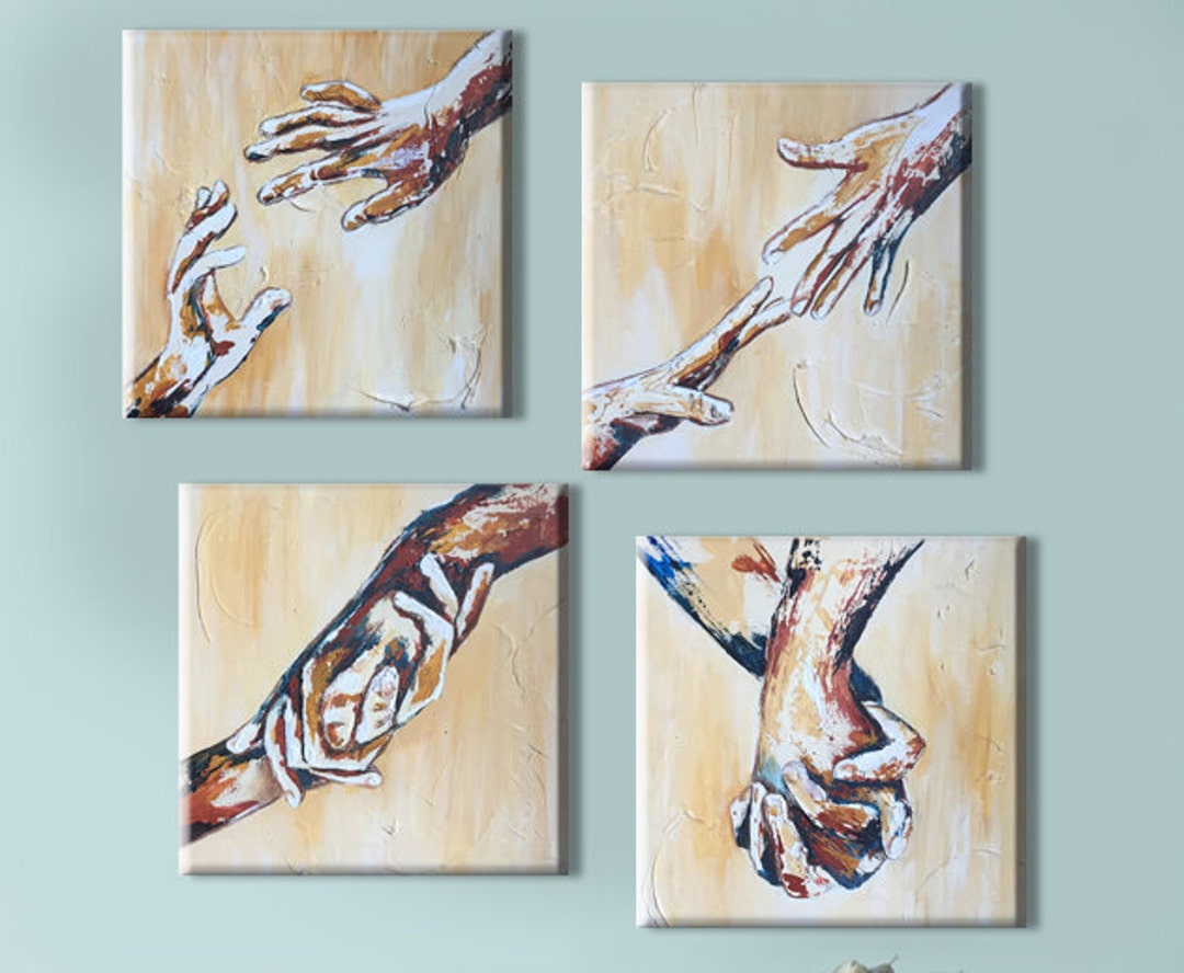 Holding Hands Art Acrylic Painting on Canvas Original Couple in Love ...