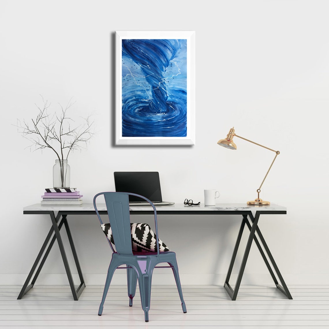 Tornado Watercolor Painting Landscape Original Cyclone Art | Etsy