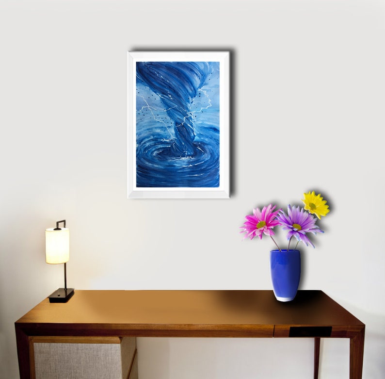 Tornado Watercolor Painting Landscape Original Cyclone Art | Etsy