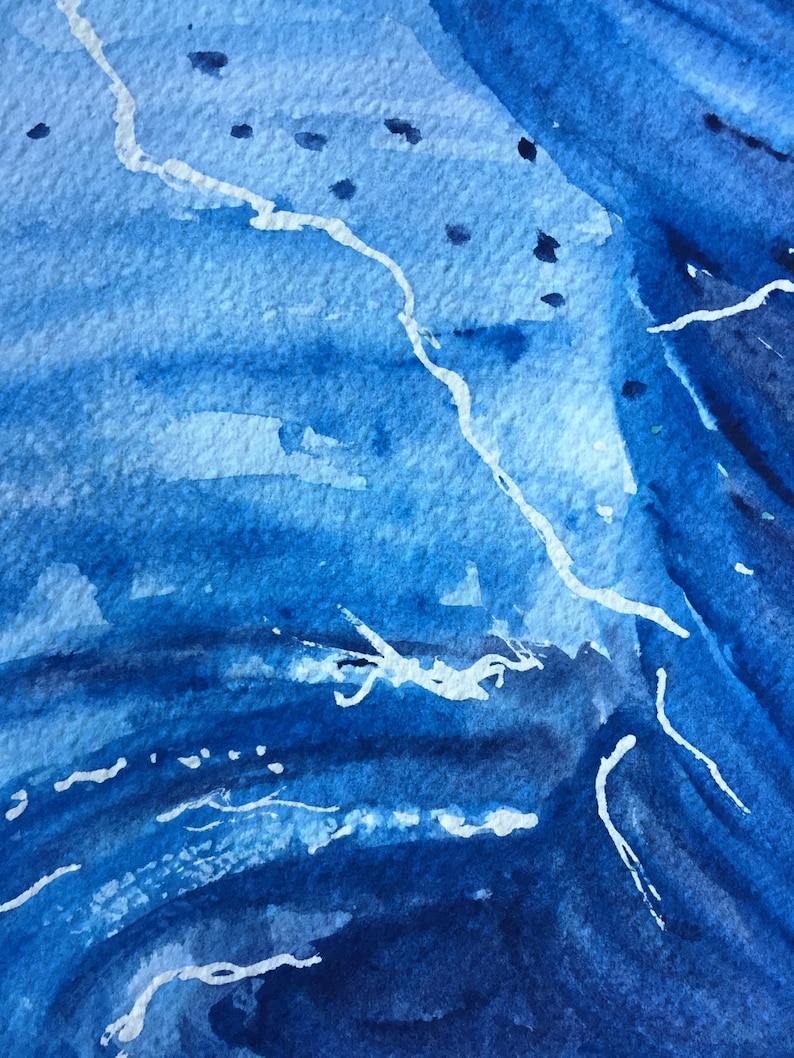 Tornado Watercolor Painting Landscape Original Cyclone Art, Nature Blue ...