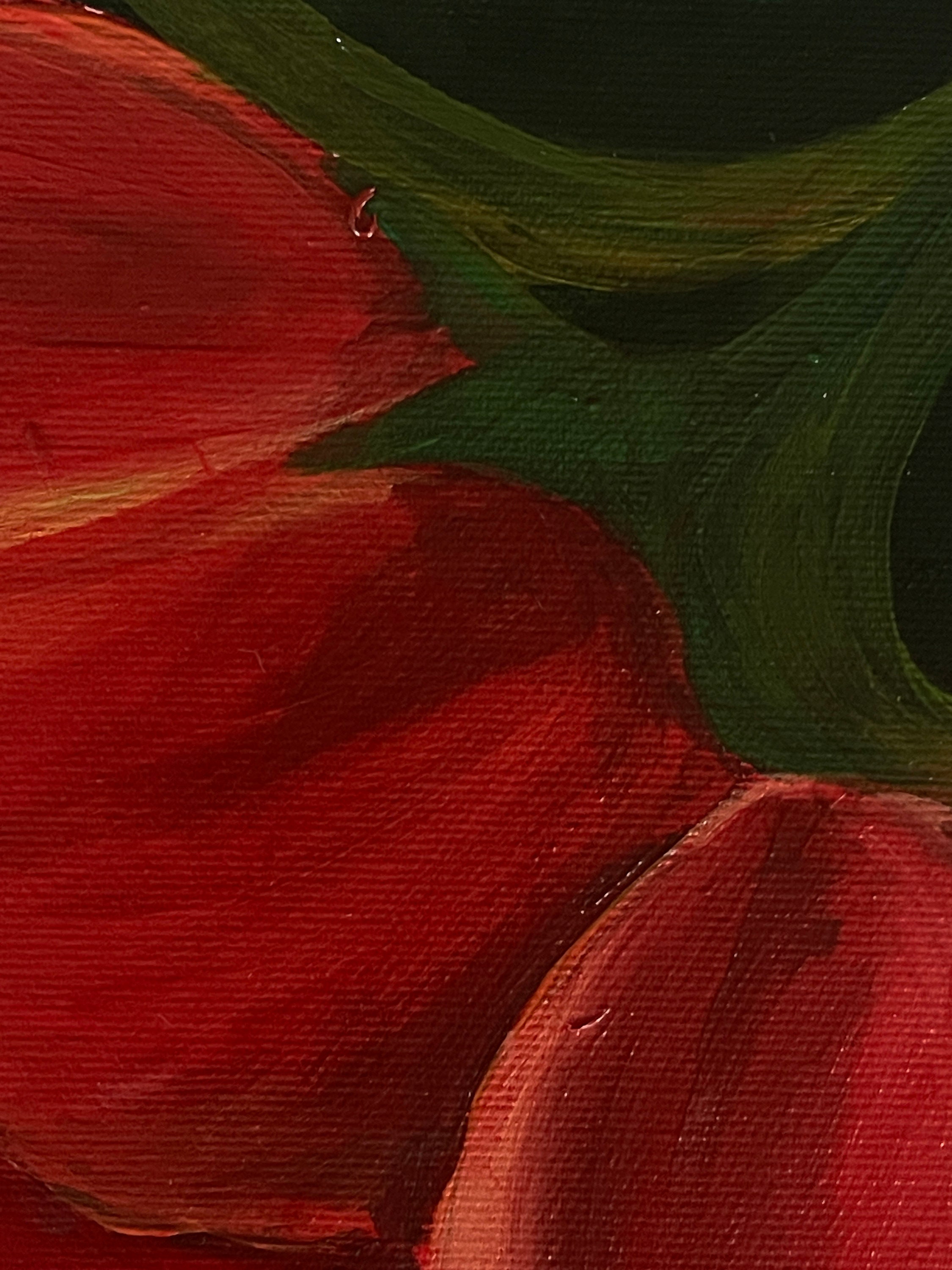Red Flowers Painting on Canvas, Original Art, Flowers Art, Floral ...