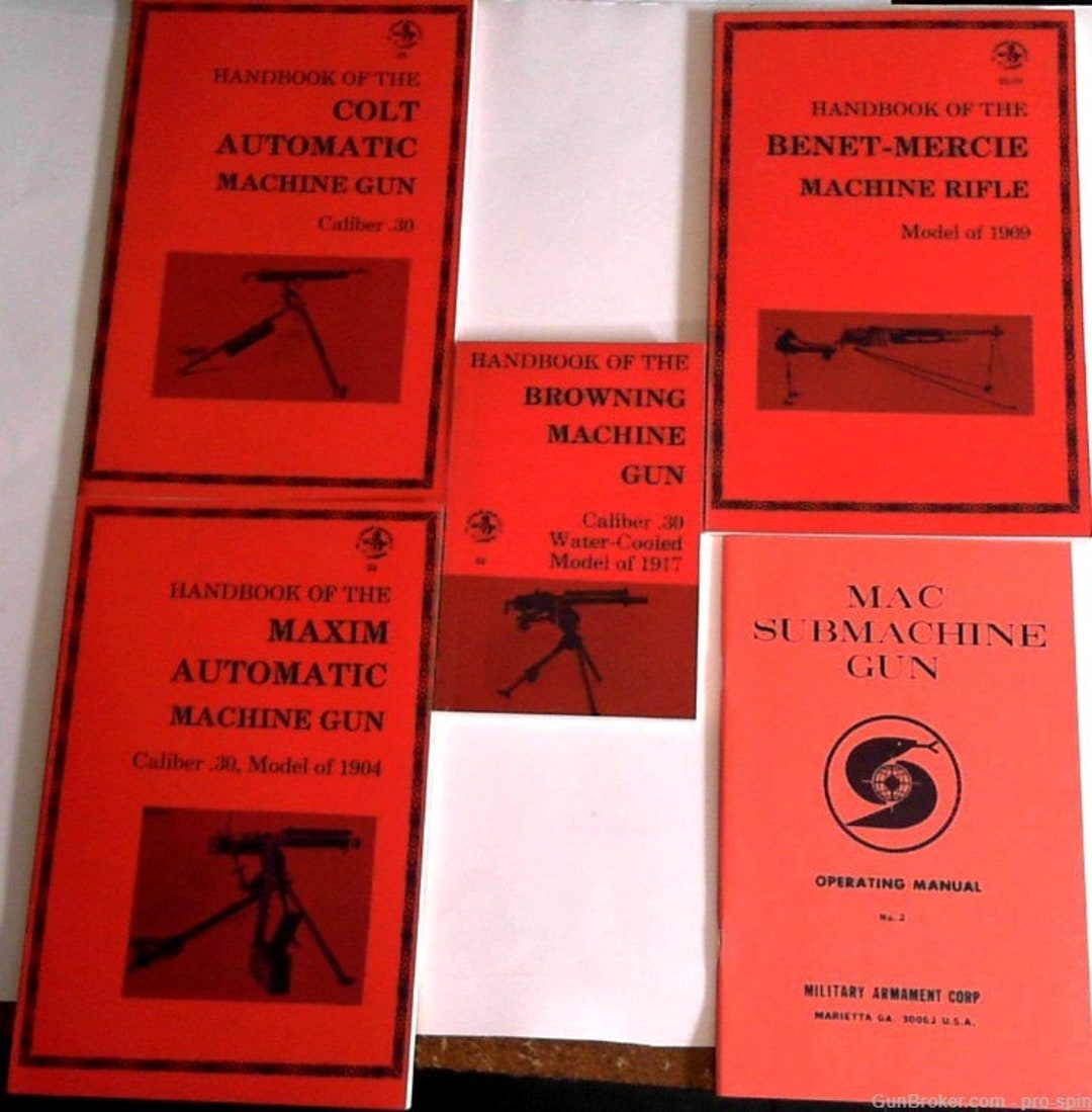 7 Different Machine Gun / Submachine Gun Handbooks / Manuals, All New ...