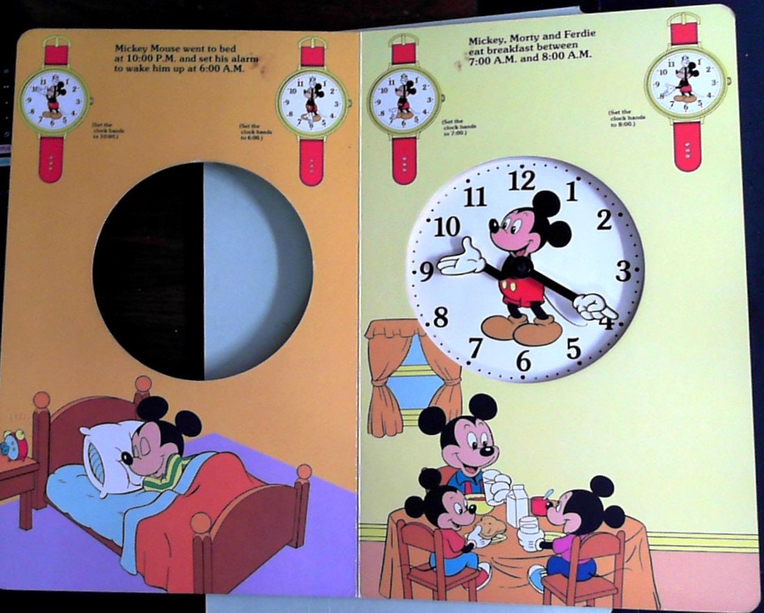 Walt Disney's Mickey Mouse Clock Book big 14 X 9 Hardcover, 1988 by the ...