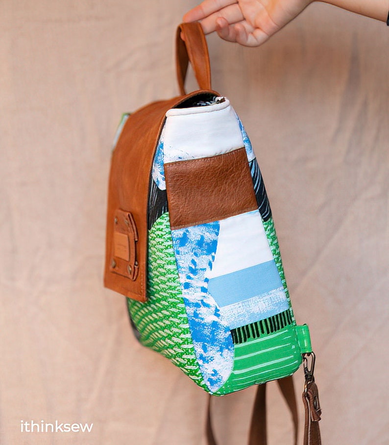 Reo Medium Backpack Sewing Pattern PDF | Faux Leather Flap Rucksack ...