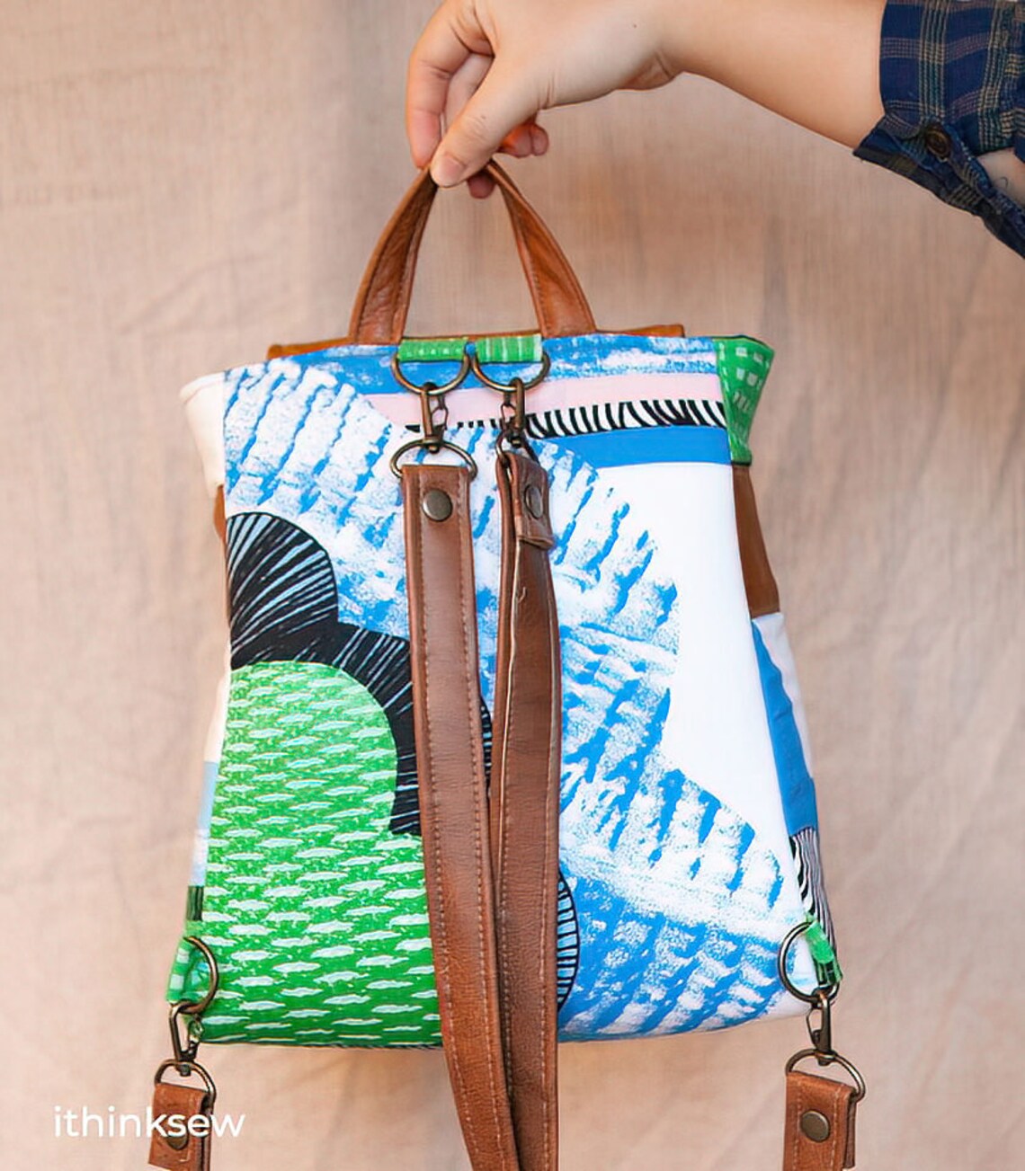 Reo Medium Backpack Sewing Pattern PDF | Faux Leather Flap Rucksack ...