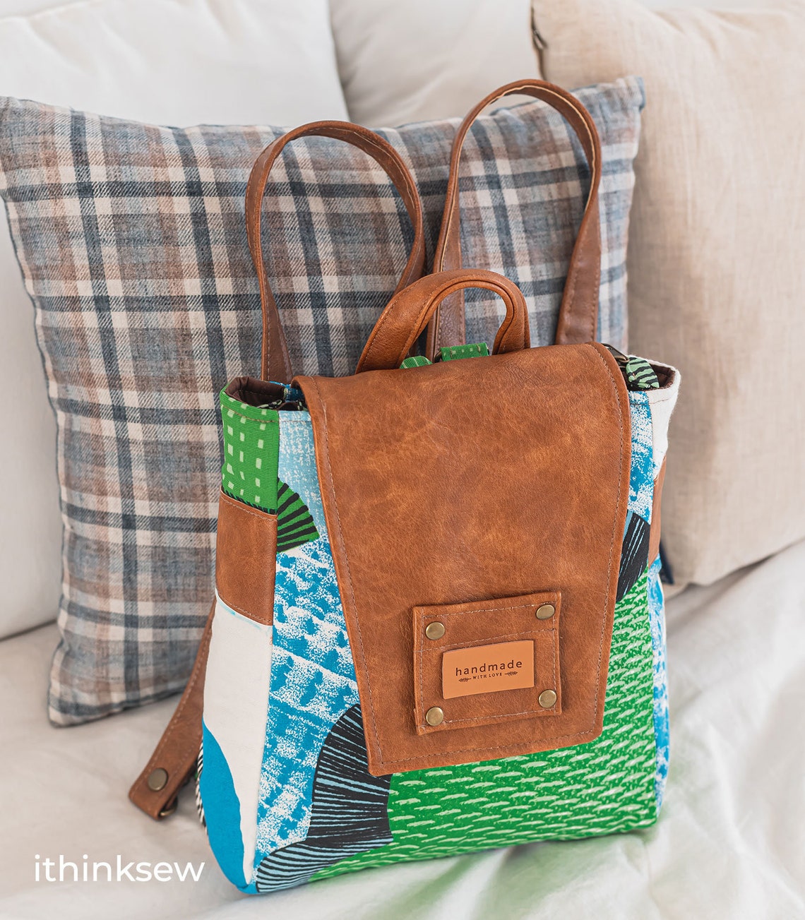Reo Medium Backpack Sewing Pattern PDF | Faux Leather Flap Rucksack ...