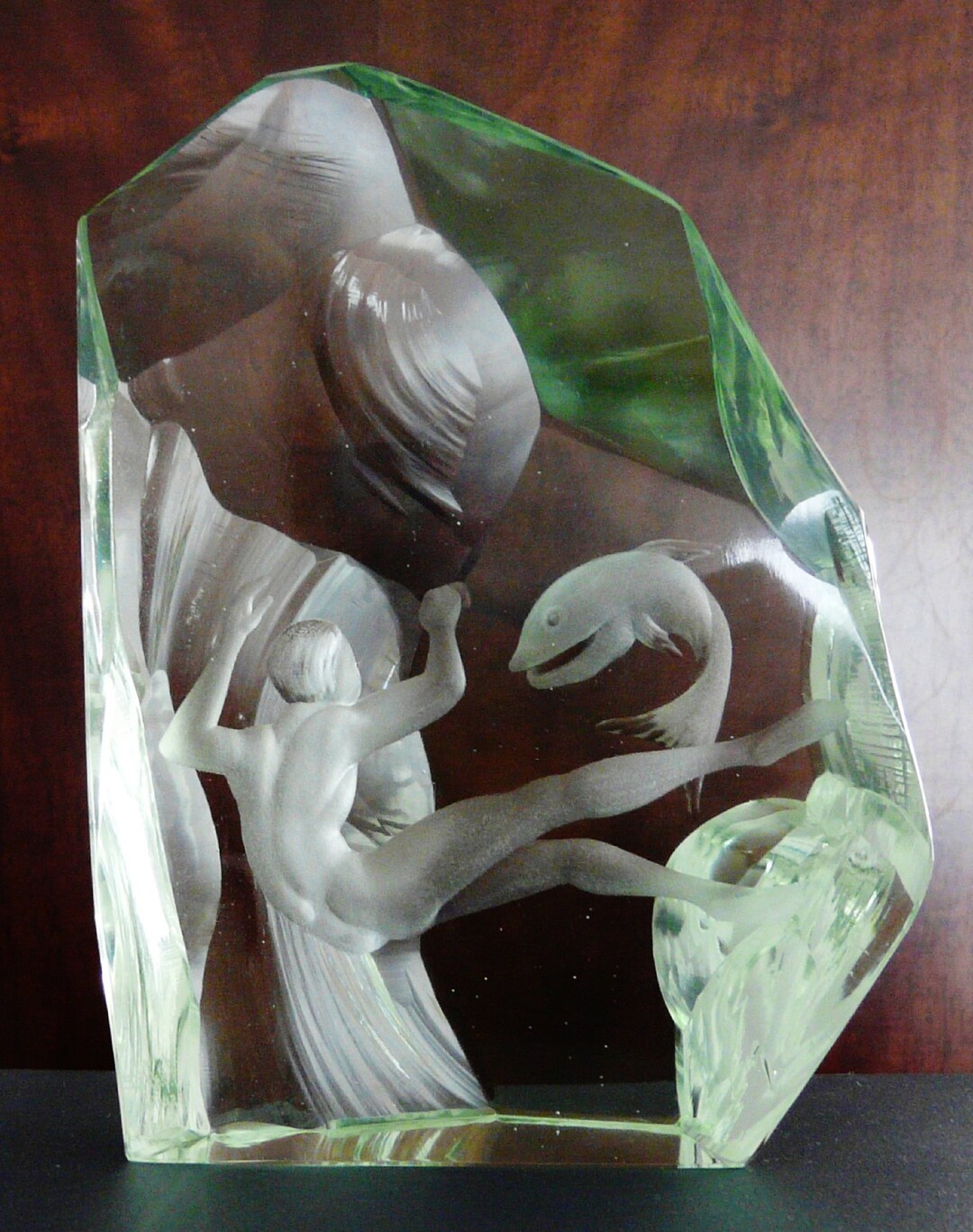 Ekenas Engraved Crystal Paperweight Art Glass John Orwar Lake - Etsy